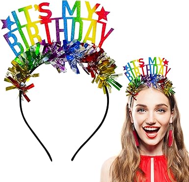 CHEERYMAGIC Birthday Headband, Colorful It's My Birthday Headband ...