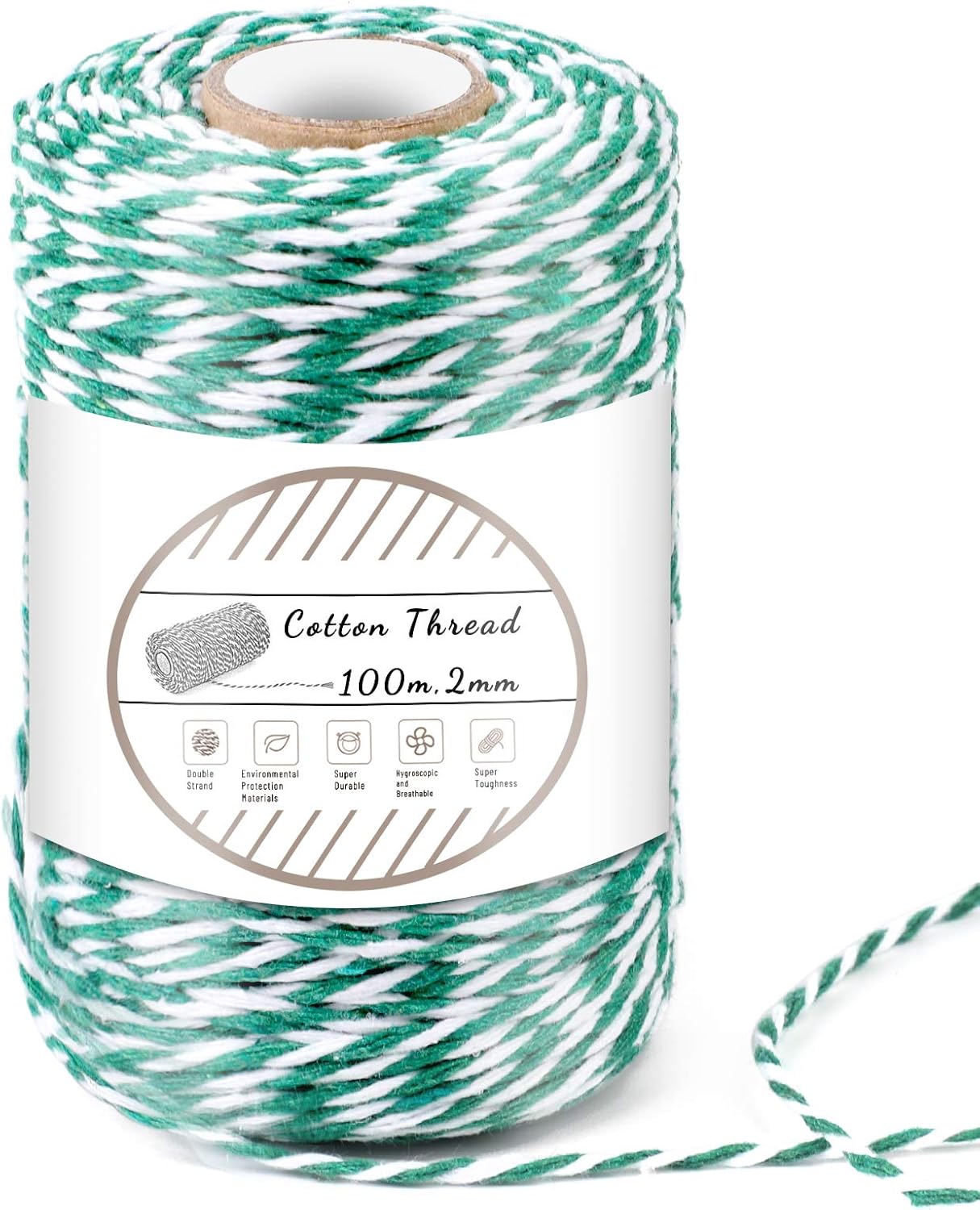 Amazon.com: Green and White Cotton String, 100M/328 Feet Cotton Bakers ...