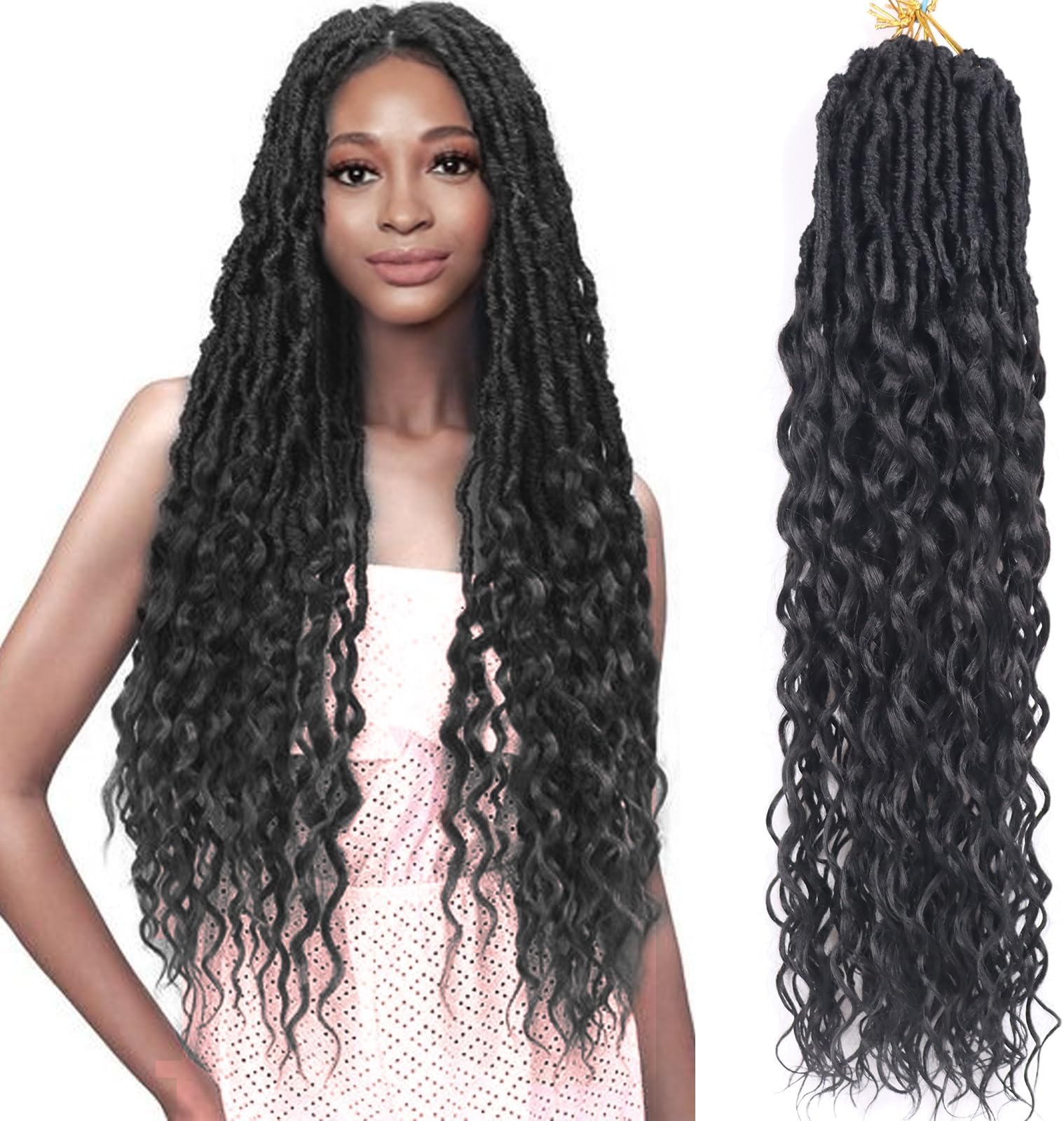 Amazon.com : Deep Faux Locs Crochet Hair 24 Inch 8 Packs Goddess Locs ...