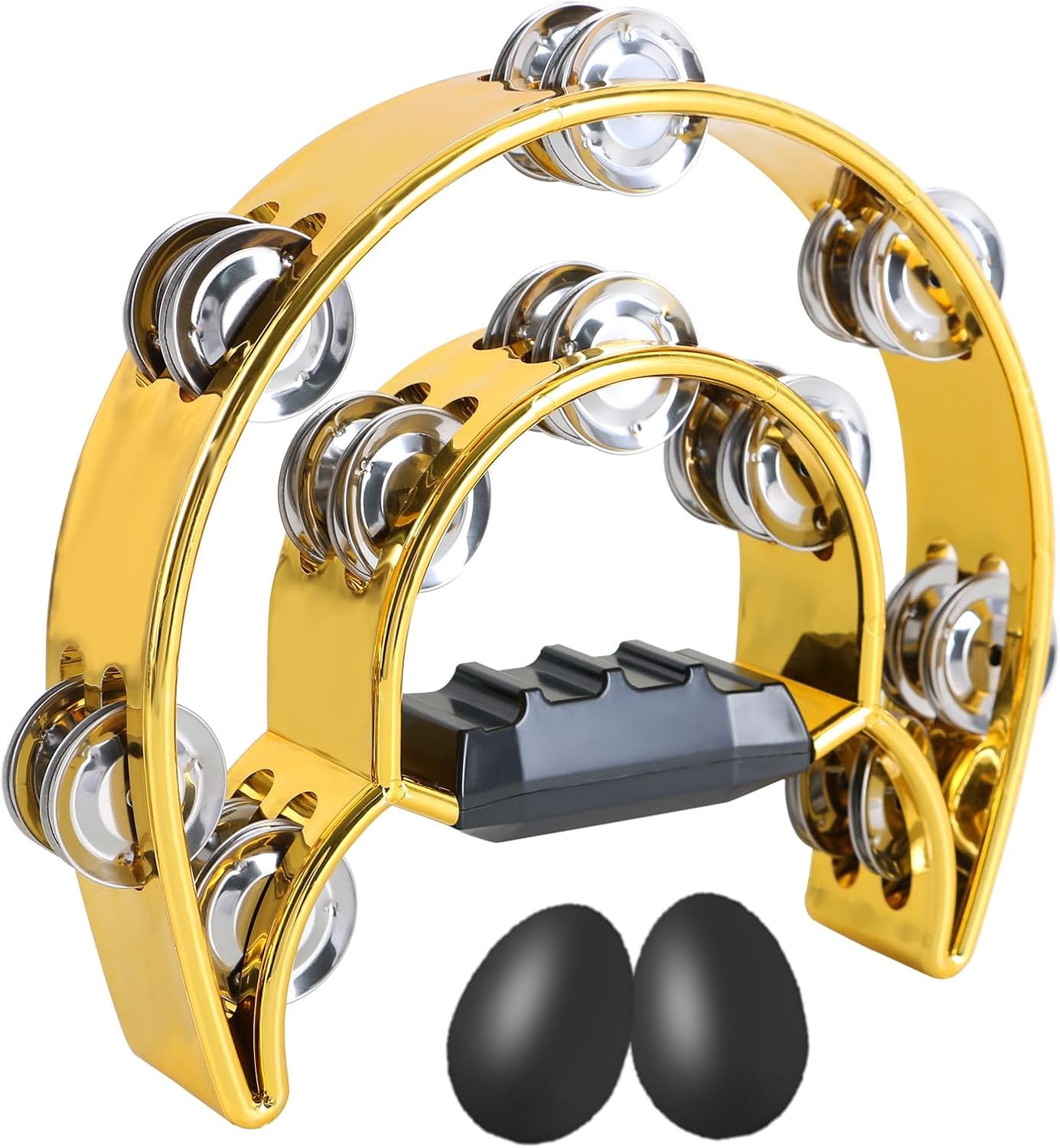 EastRock Pandereta de doble fila, percusión de mano con jingles de ...