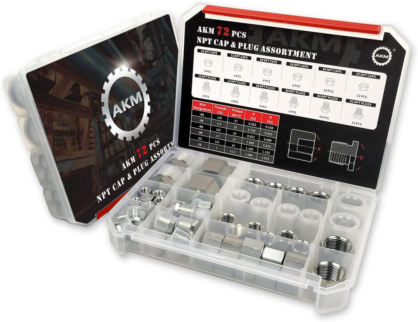 Amazon.com: 64 Pcs. Hydraulic NPT Pipe Fittings Cap & Plug Adapter ...