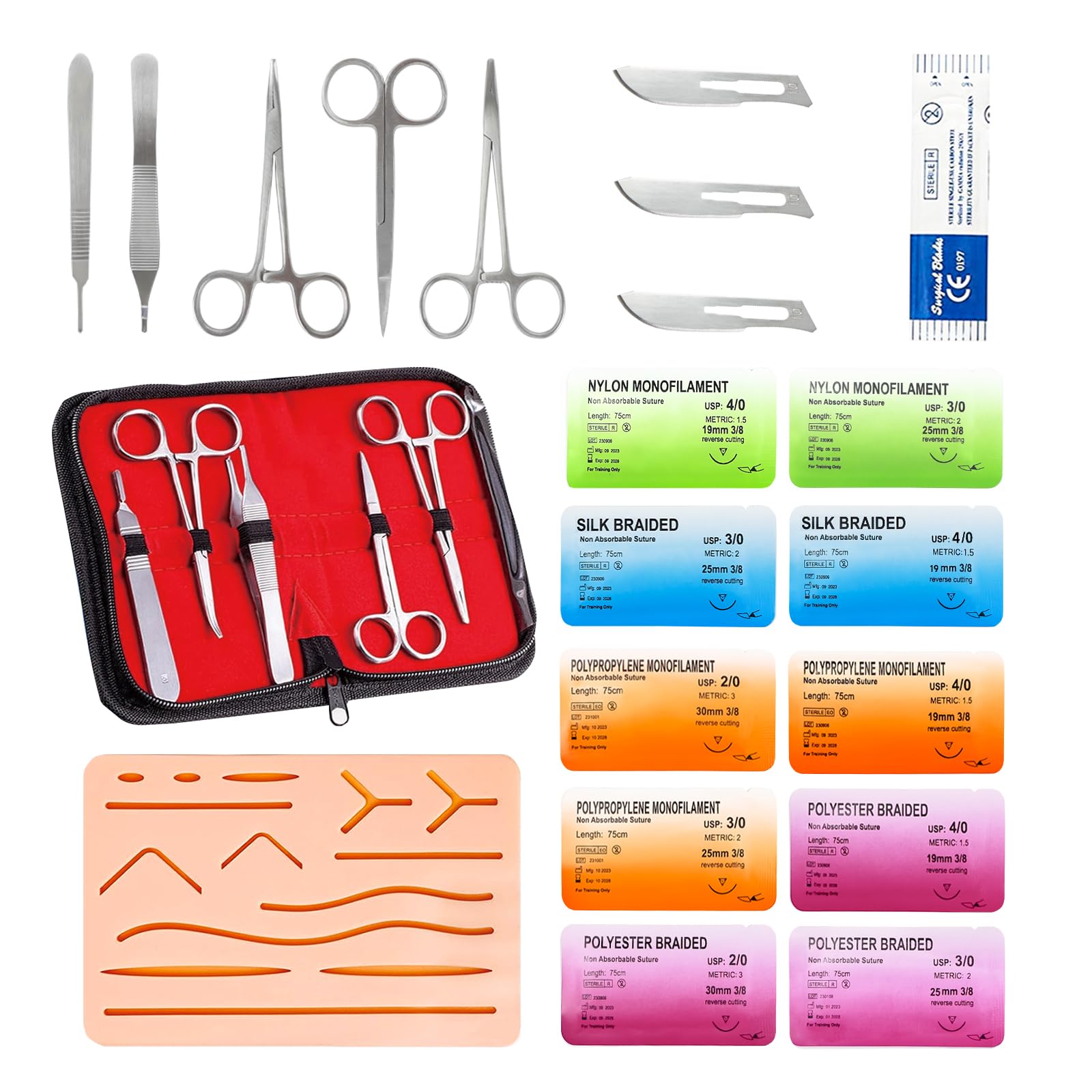 Suture Practice Kit - Suturing Training Kit with Durable Silicone ...