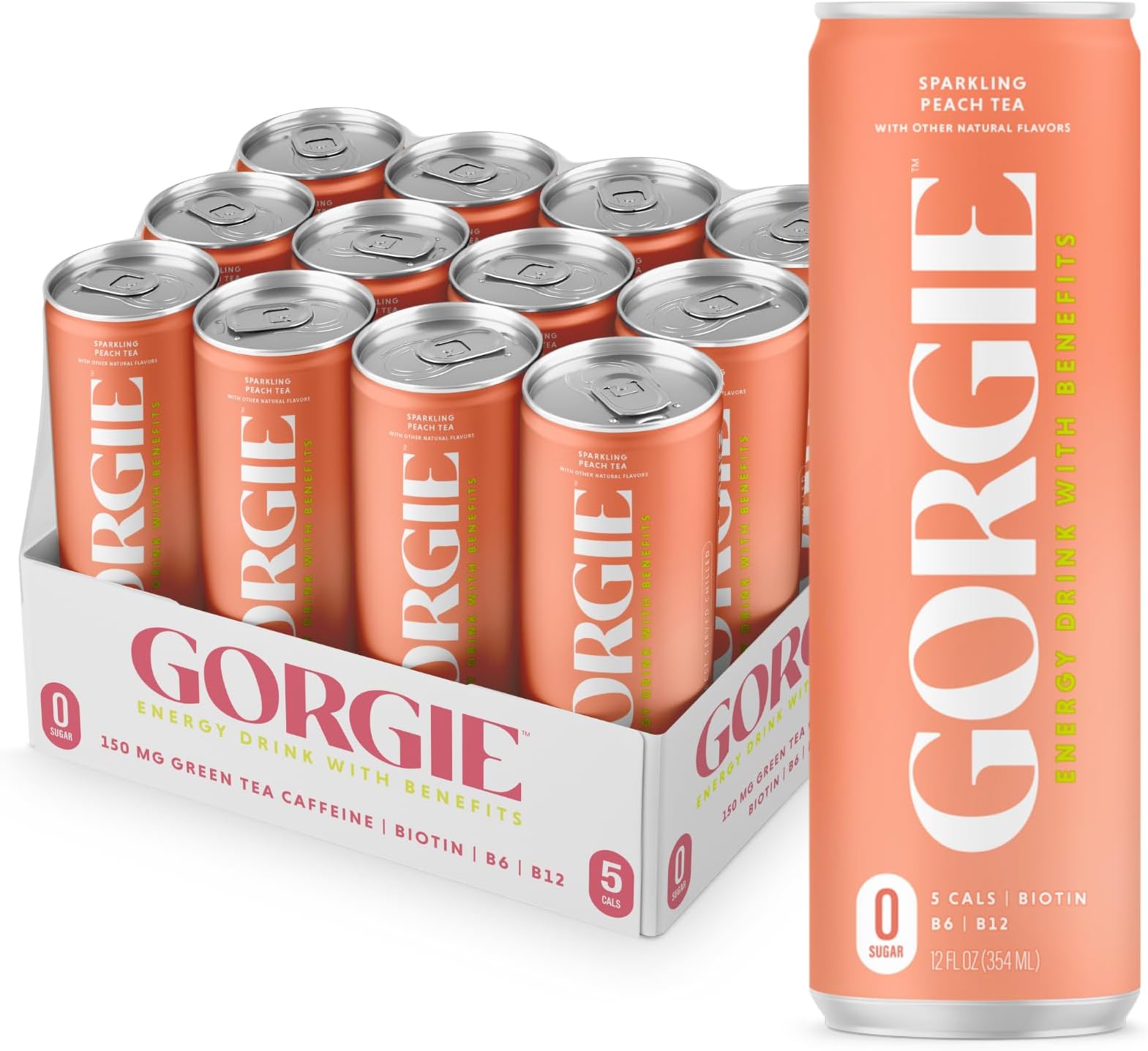 Amazon.com : GORGIE Sugar Free Natural Energy Drinks, Sparkling Peach ...