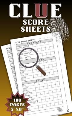 Amazon.com: Clue Score Sheets | 100 Small Pages 5"x8": ScoreBook ...