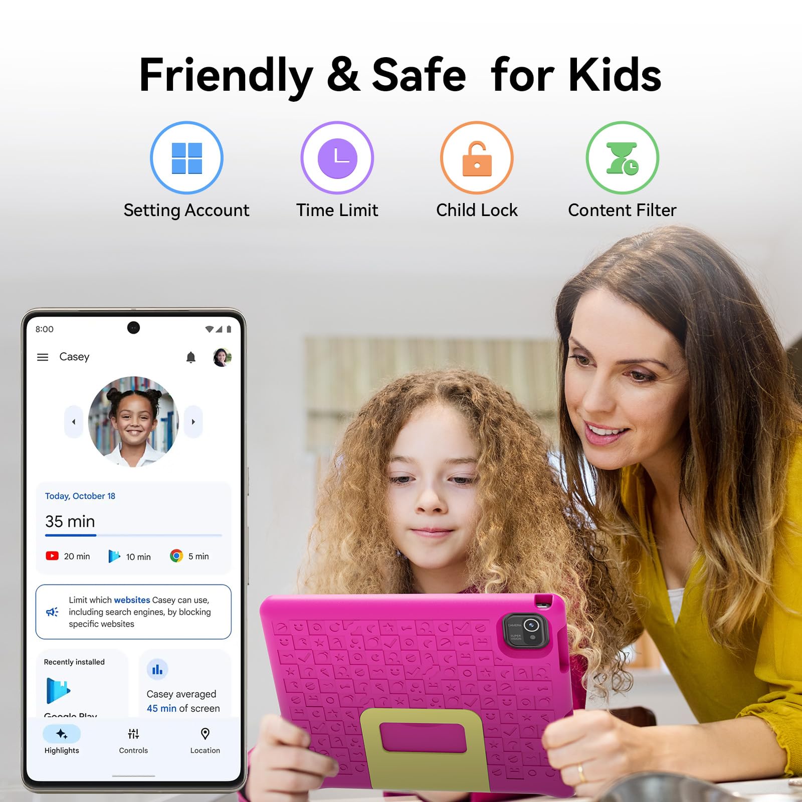 Snapklik.com : ApoloSign Kids Tablet, 10 Inch Android 13 Tablet For ...