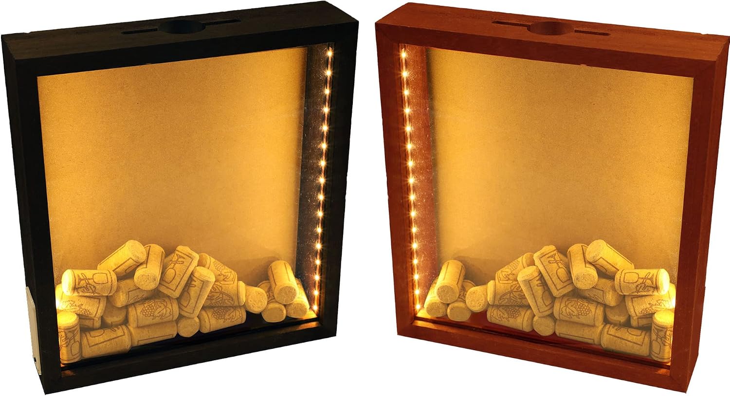 Amazon.com - Red and Black Shadow Box with LED Light -Wine Cork Holder ...