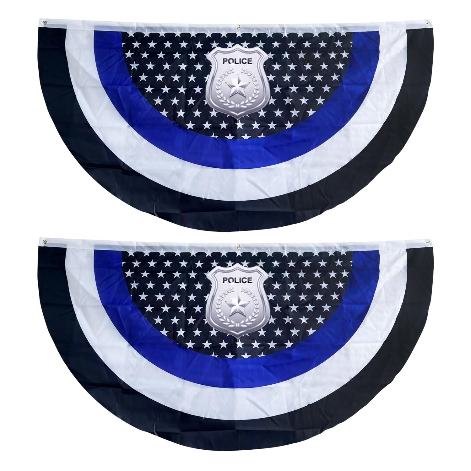 Amazon.com: 2Pcs Police Theme Fan Flag Bunting 3 x 6 Ft,Officer Fan ...