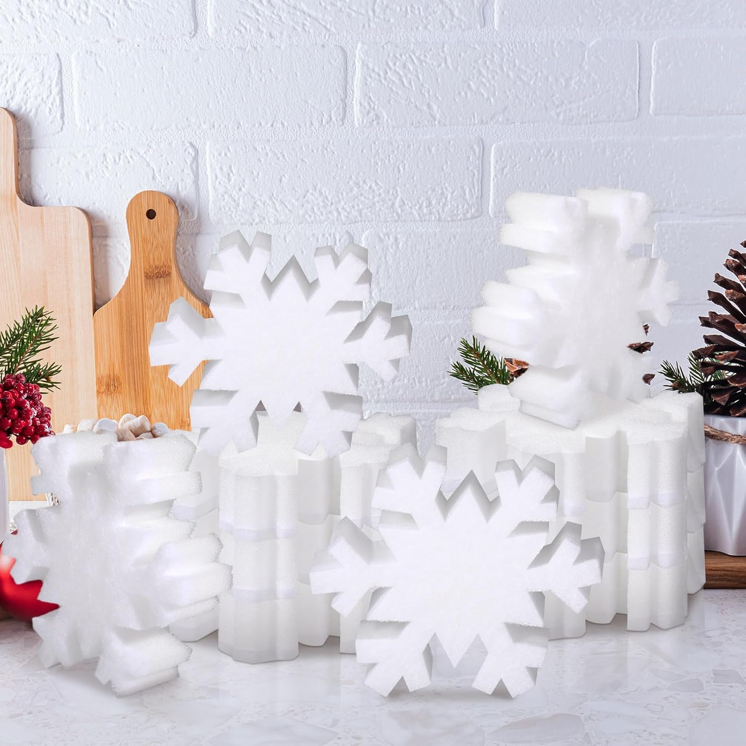 Amazon.com: Tioncy 12 Pack Christmas Snowflake Sponges Bulk Dual Sided ...