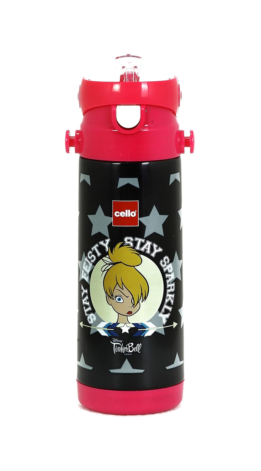Cello Pop Top Stainless Steel Sipper Water Bottle, 400ml, Black ...