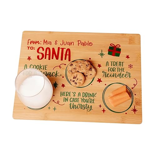 Amazon.com: Custom Wooden Christmas Cookies and Milk for Santa Tray ...