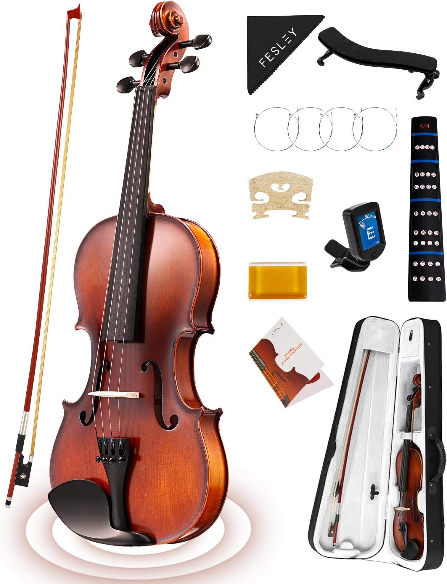 Amazon.com: Mendini By Cecilio Violin For Kids & Adults - 1/4 MV300 ...