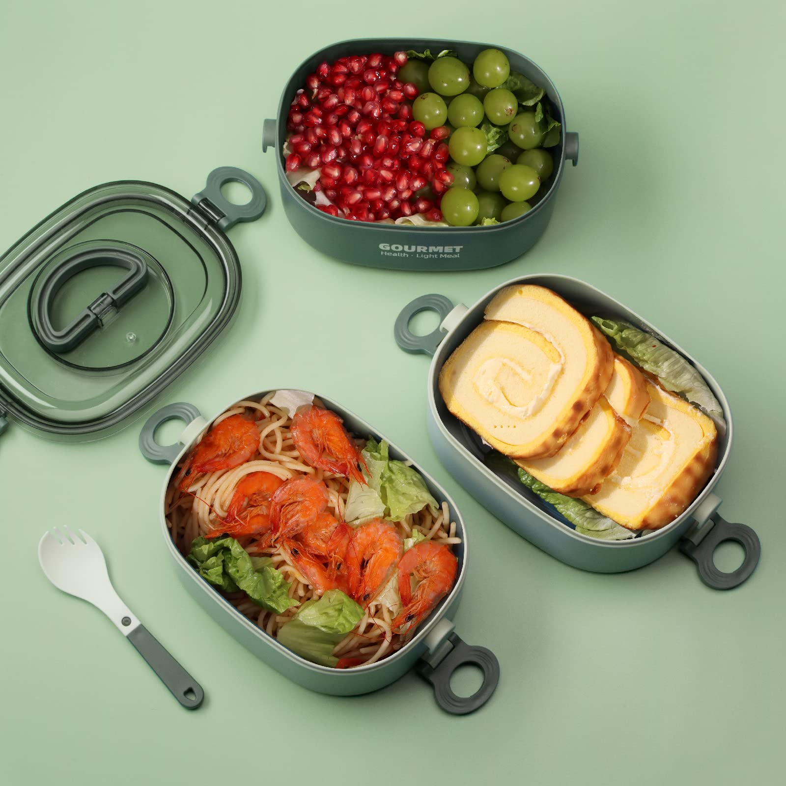 Buy Bento Box Adult Lunch Box, Leak-Proof, BPA-Free Stacking Bento Box ...