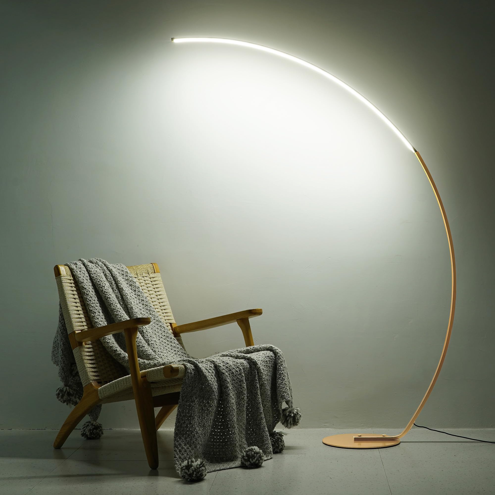 NUÜR Arc Floor Lamp, 67" Tall Black Gold LED Modern Standing Floor Lamp ...