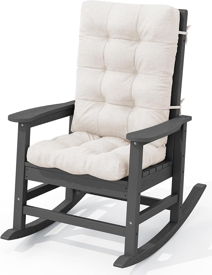 Amazon.com : KINGYES Oversized Outdoor Rocking Chair with Cushion, All ...