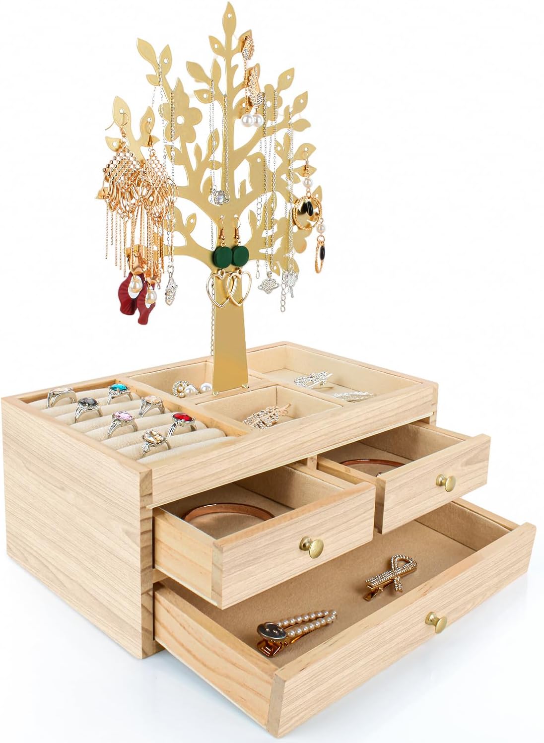 Amazon.com: Bltnever Jewelry Stand， Jewelry Holder ， 2 Layer Wooden ...