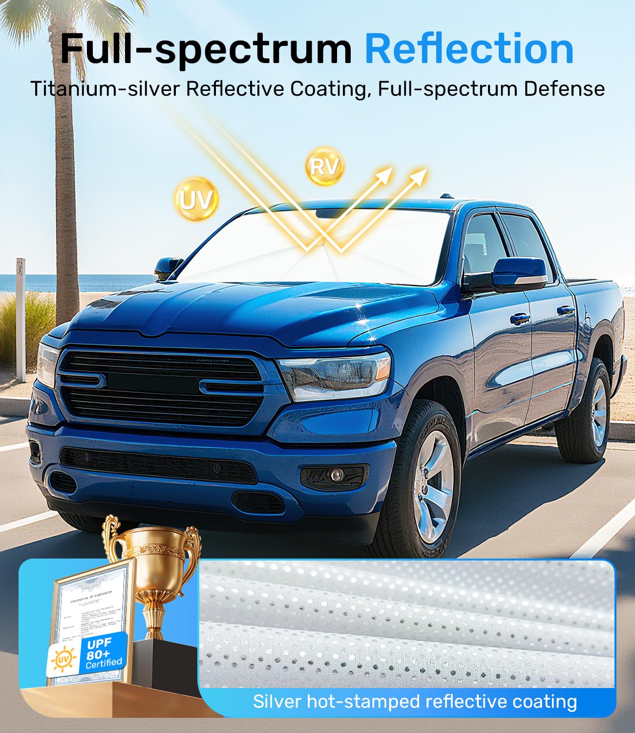 Snapklik.com : Upgrade Windshield Sun Shade, Custom Fit For Dodge RAM ...