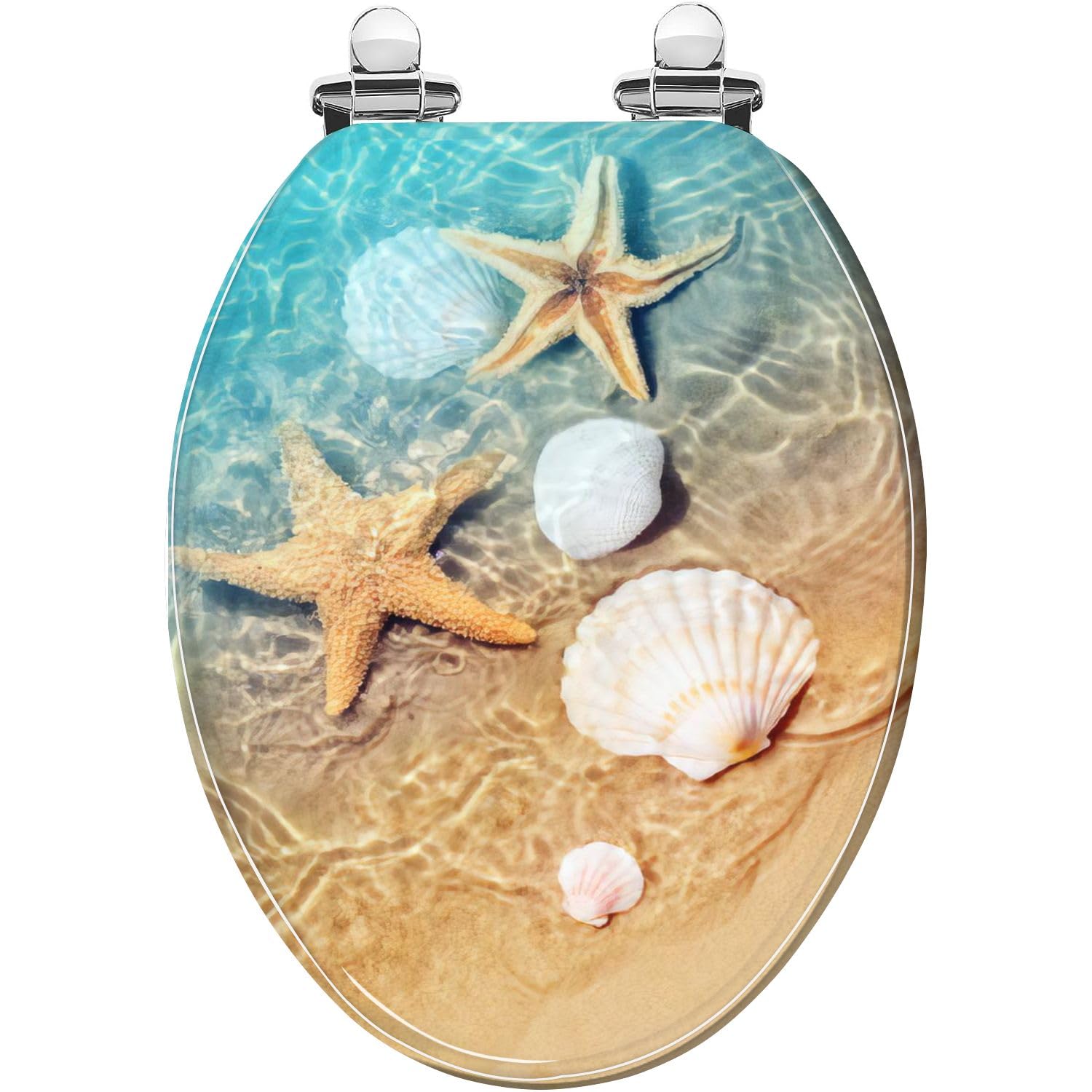 Elongated Toilet Seat seashell summer beach sea water Summer Resin ...