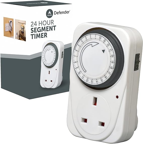 Defender 24 Hour Segment Timer Switch - Energy Saver Plug Standard Size ...