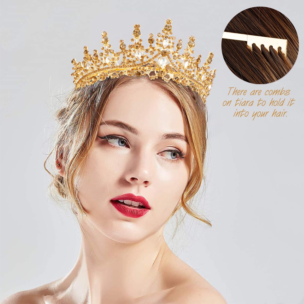 Snapklik.com : Champagne Gold Crowns For Women Queen Crown Queen ...