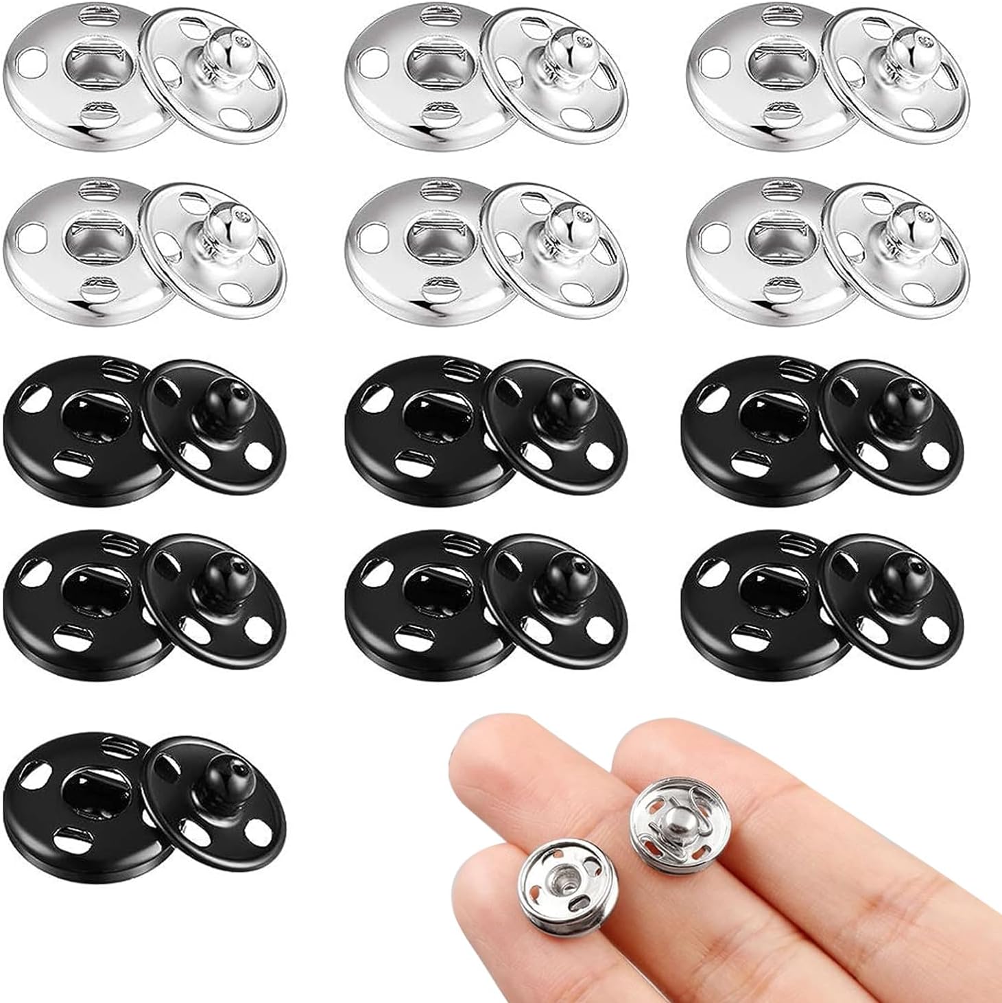 26 Sets Snap Buttons, 12mm Poppers Fasteners Kit, Stitch Press Studs ...