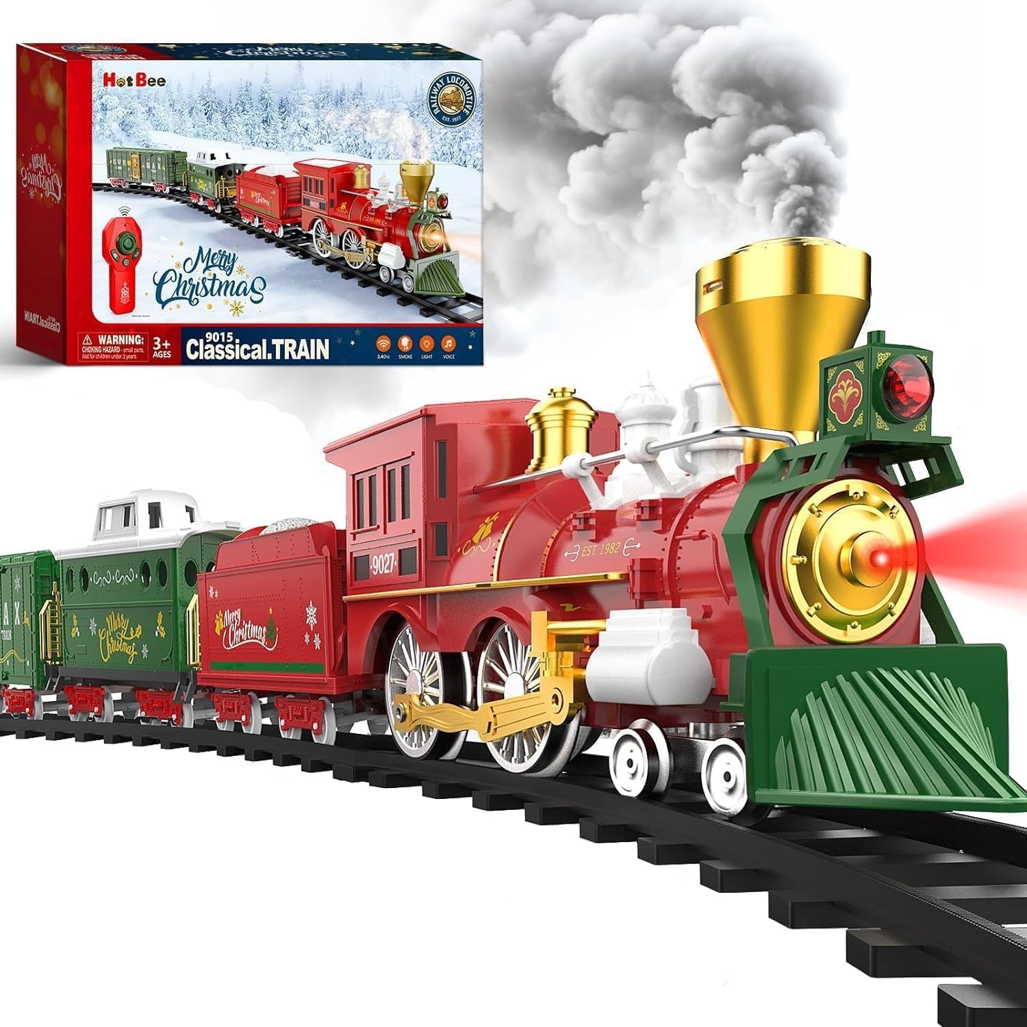 Hot Bee Christmas Train Set, Remote Control Trains for Christmas Tree ...