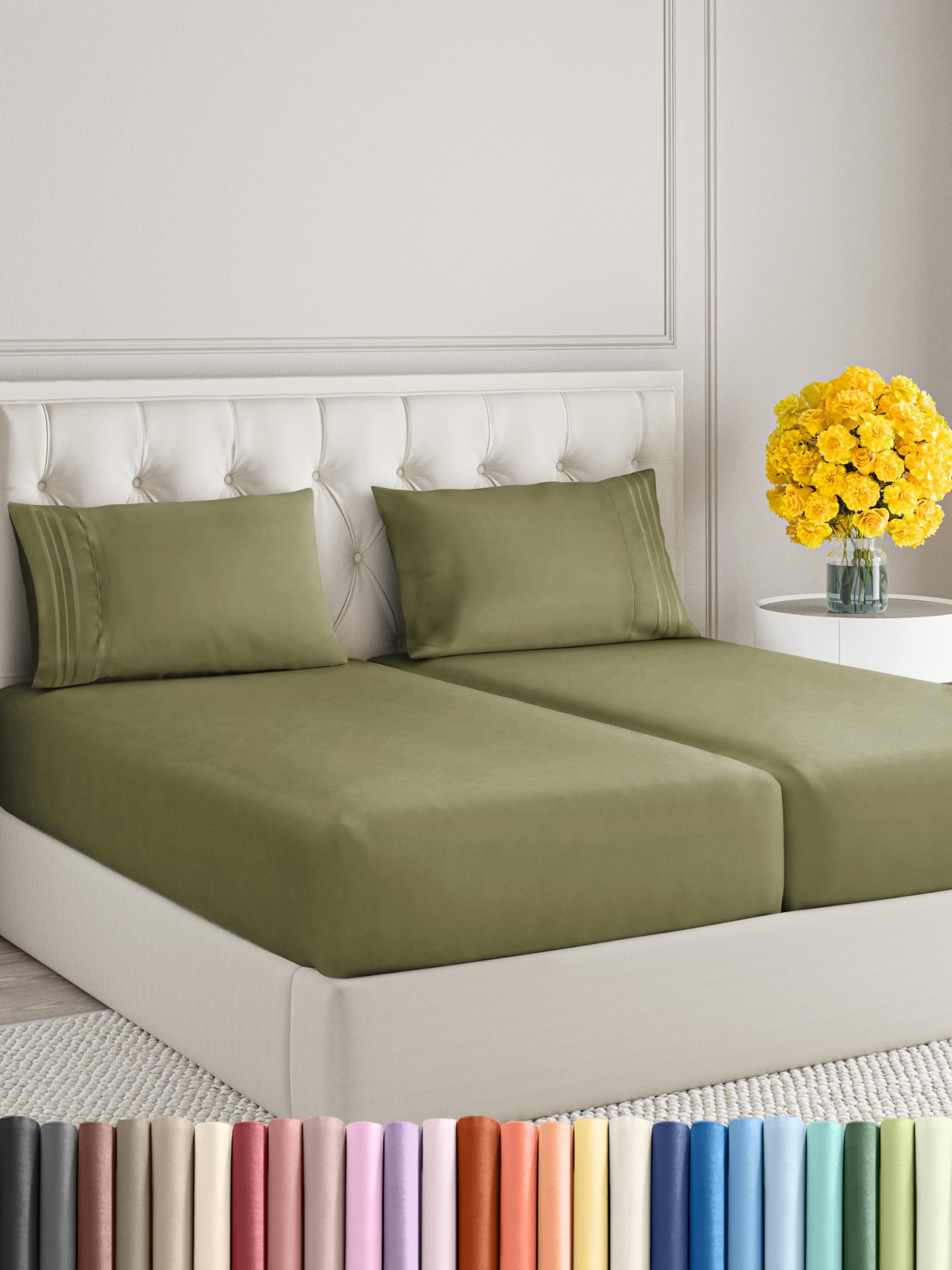 Amazon.com: SUPERIOR Flannel Cotton Bed Sheet Set, Includes One Flat ...