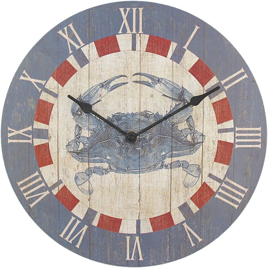 Amazon.com: 12 Inch Diameter Blue Crab Kitchen Wall Clock Nautical ...