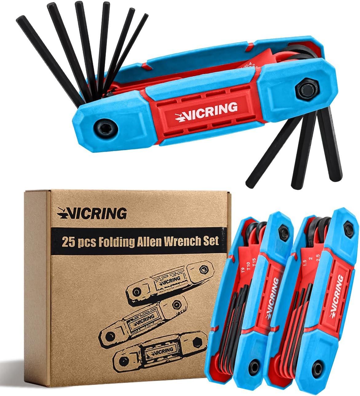 16-Piece Folding Hex Key Set, SAE, Metric, Torx Allen Wrench Set ...
