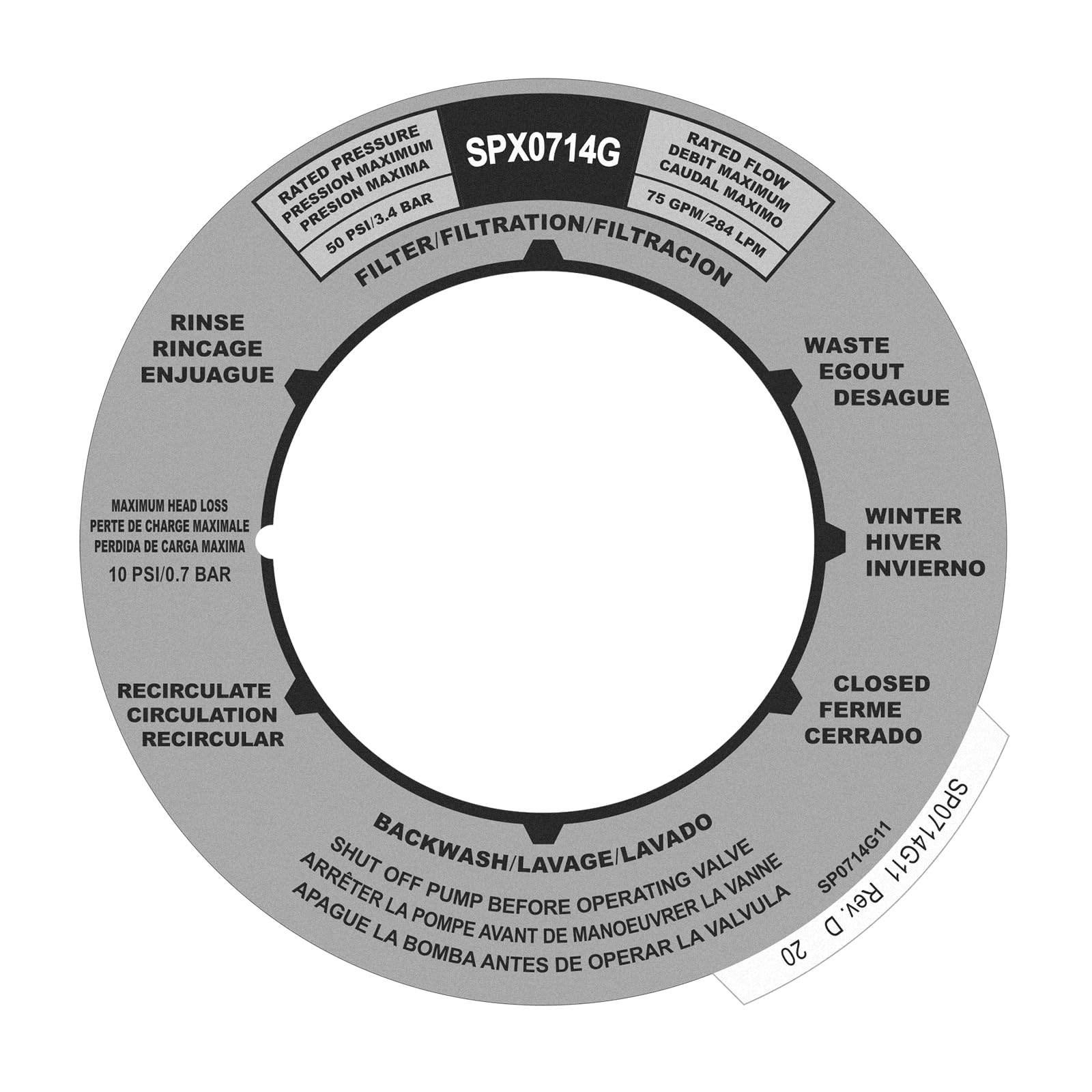 Amazon.com: SPX0714G Sand Filter Valve Label Plate Sticker Replacement ...