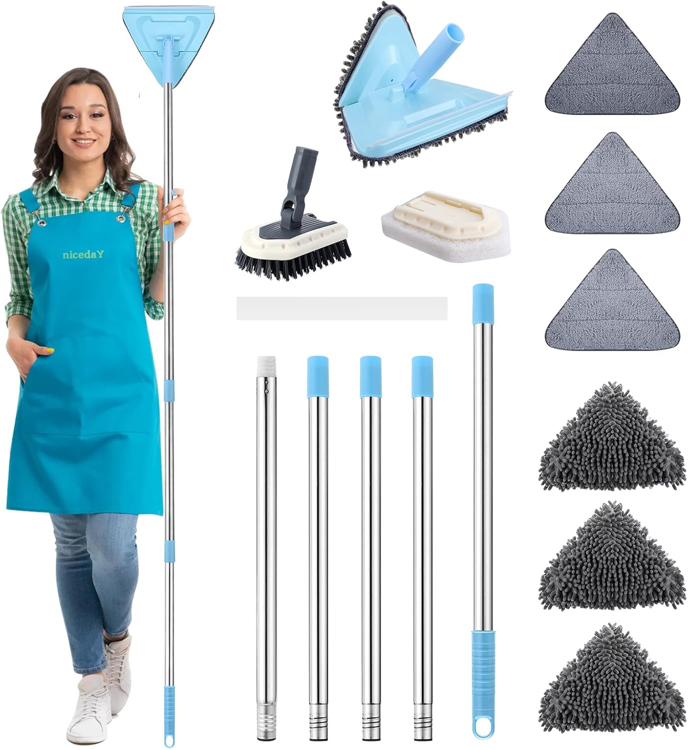 Amazon.com: Wall Cleaner Mop with Long Handle 85 Inches, Baseboard ...