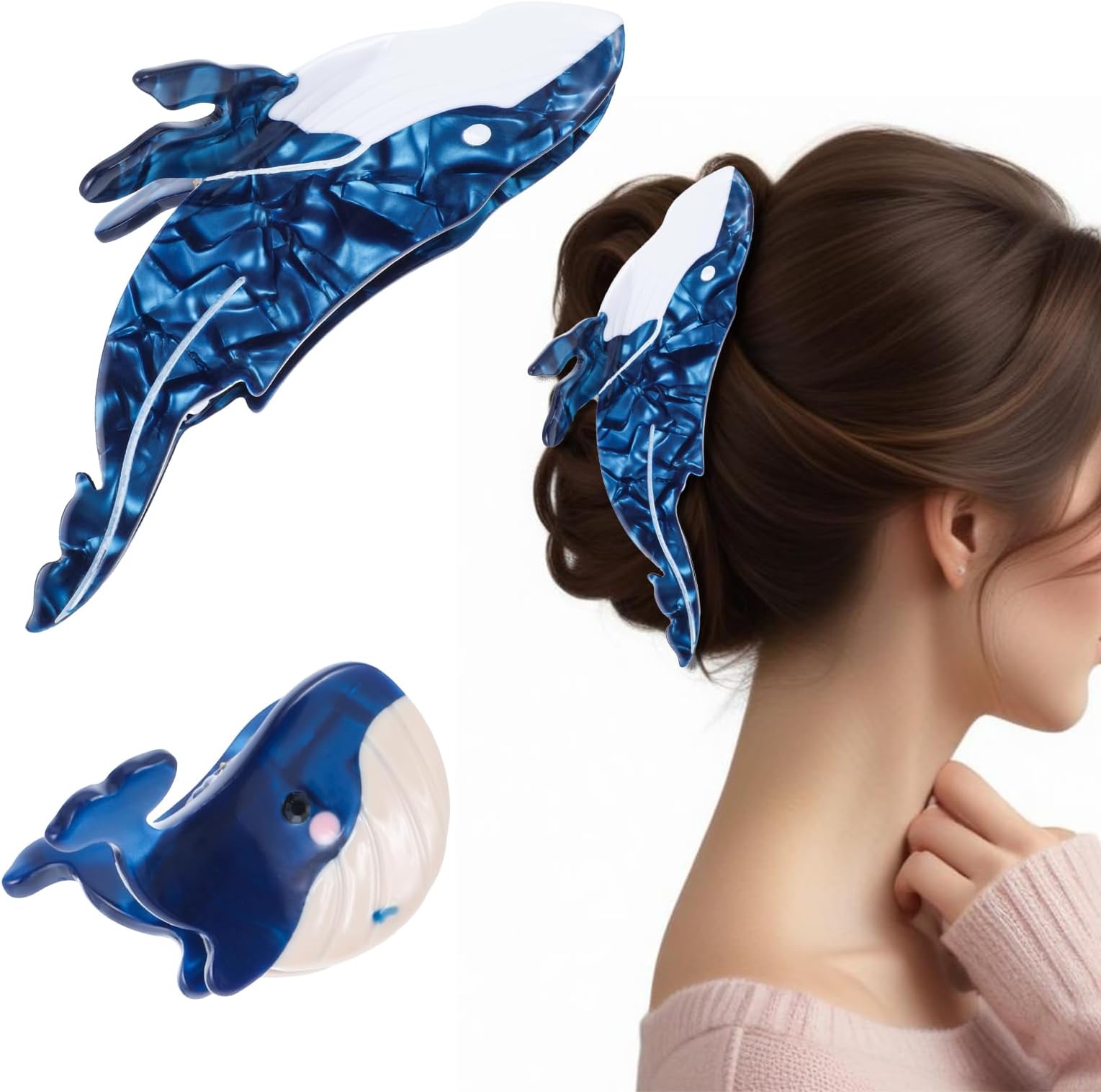 Amazon.com : Whale Hair Clips, Animal Acetate Claw Clips, Big Jaw ...