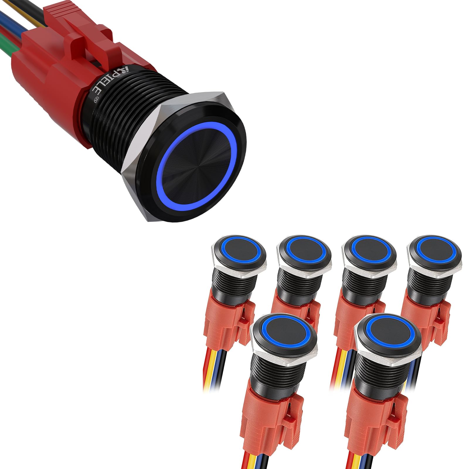 APIELE 16mm Latching Push Button Switch and 16mm Push Button Switch ...