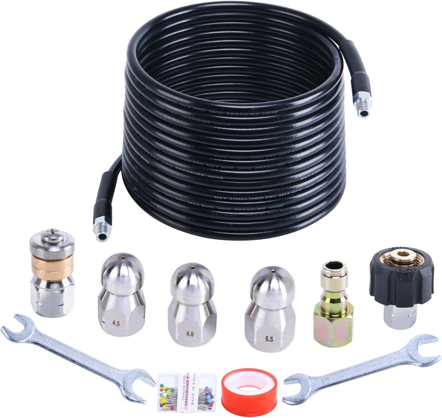 Amazon.com: 50FT Sewer Jetter Kit for Pressure Washer, 1/4 Inch NPT ...
