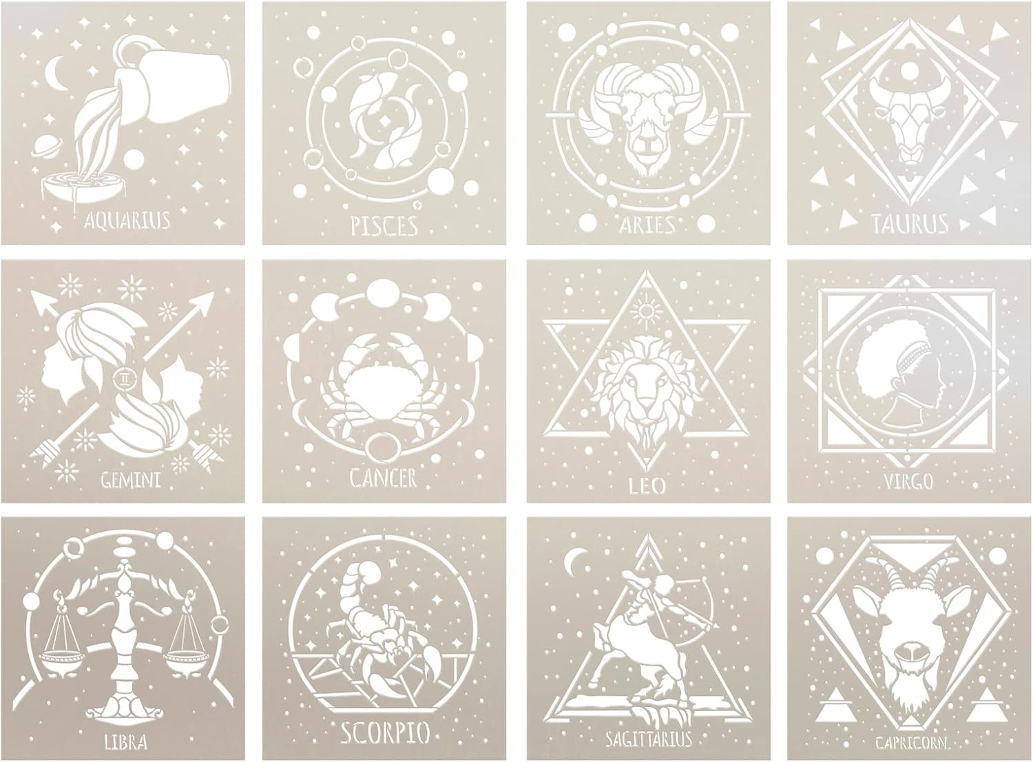 Amazon.com : Zodiac Sign Stencil Set by StudioR12 - Select Size - USA ...