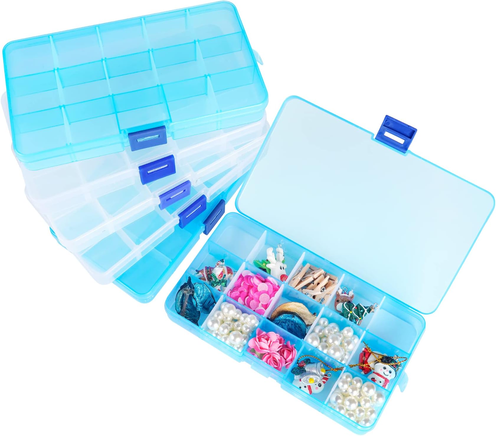 Amazon.com: 6 Pack Plastic Bead Organizer Storage Box with Compartments ...