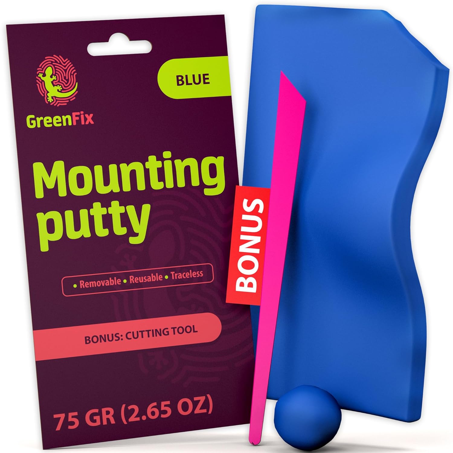 GreenFix Mounting Putty 2.65oz - Blue Adhesive Putty - Removable Poster ...