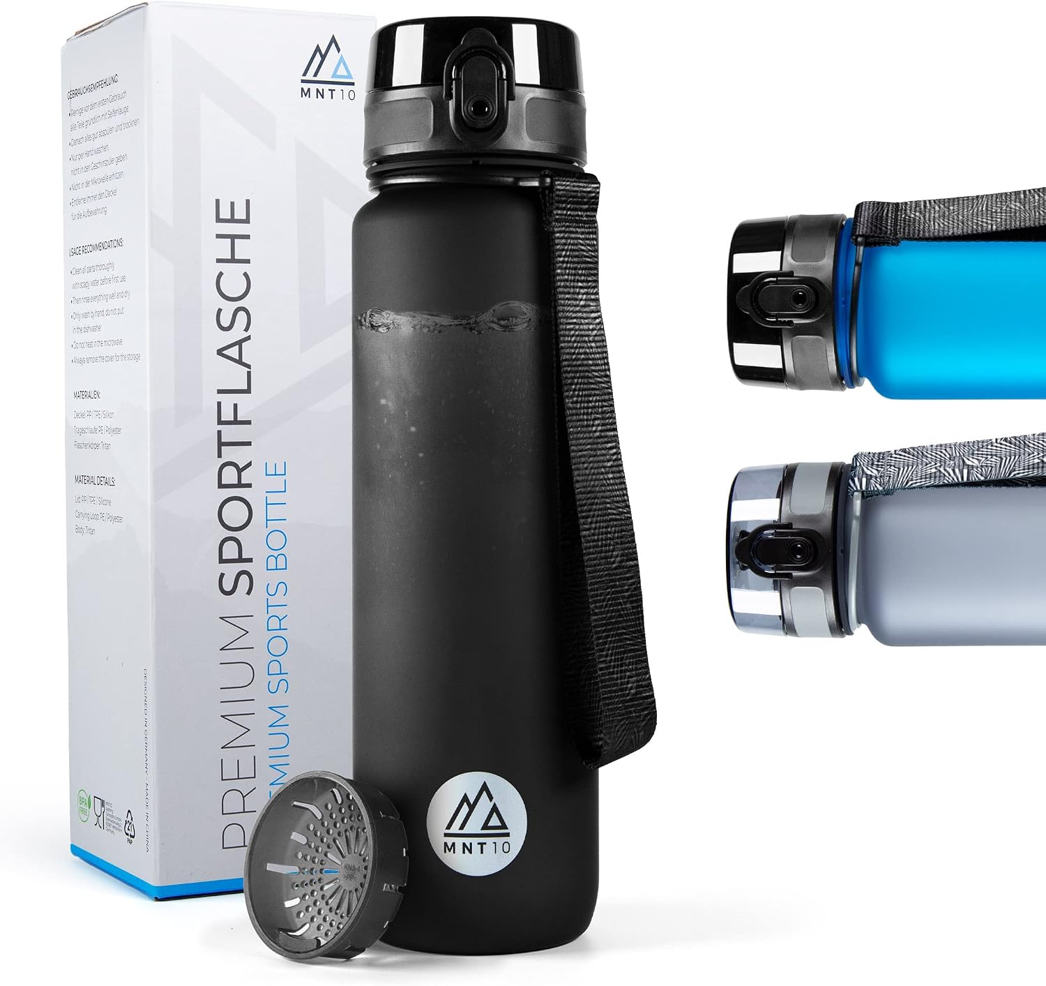 MNT10 Trinkflasche Sport I Auslaufsichere Sporttrinkflasche aus Tritan ...