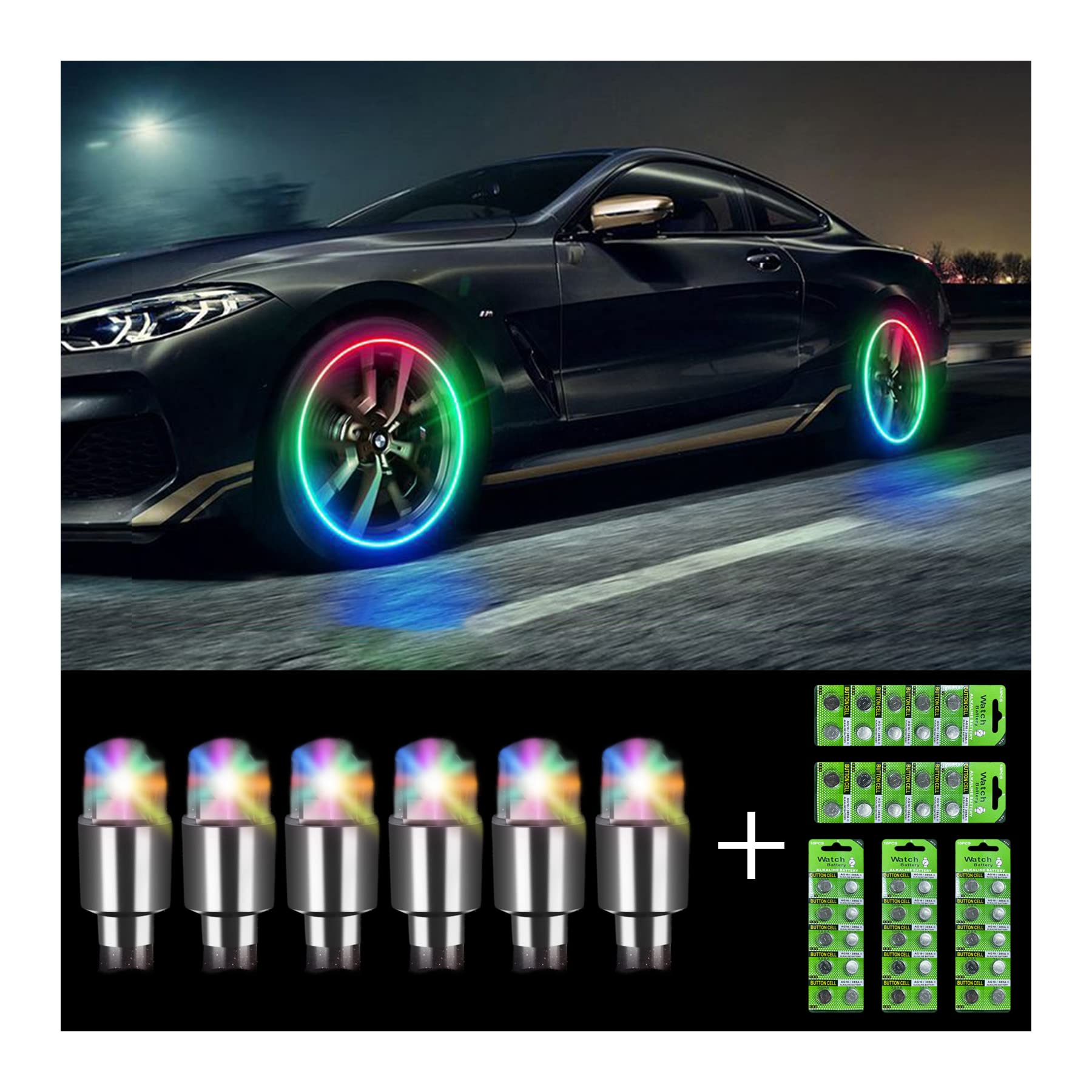 Amazon.com: QIZATAH 6 Pcs LED Tire Valve Stem Caps Lights - Intelligent ...