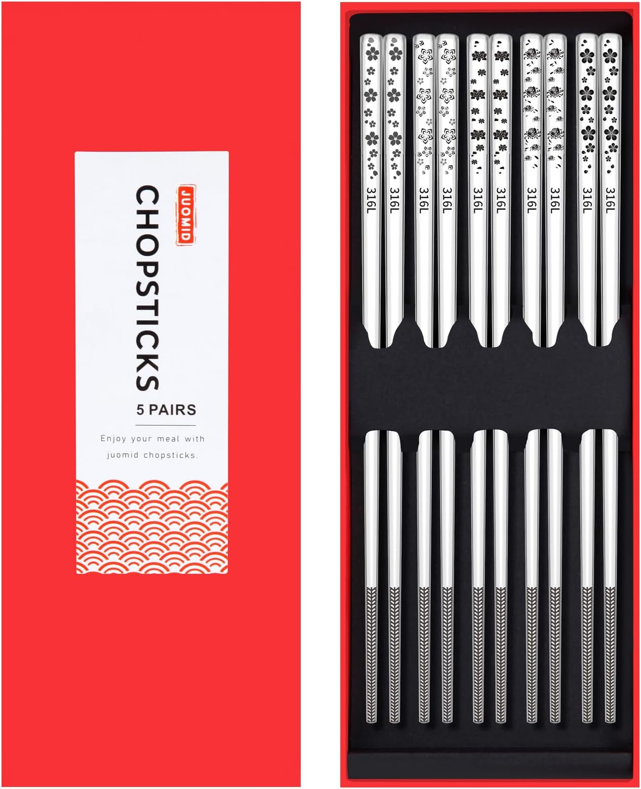 Amazon.com: TIICOO Metal Chopsticks Reusable 18/8 Stainless Steel ...