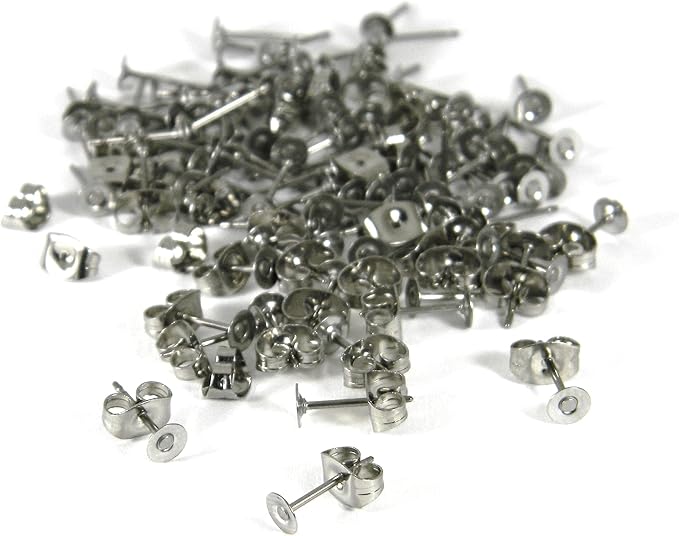 Amazon.com: 50 Hypo-Allergenic Titanium Post Earring Findings with ...
