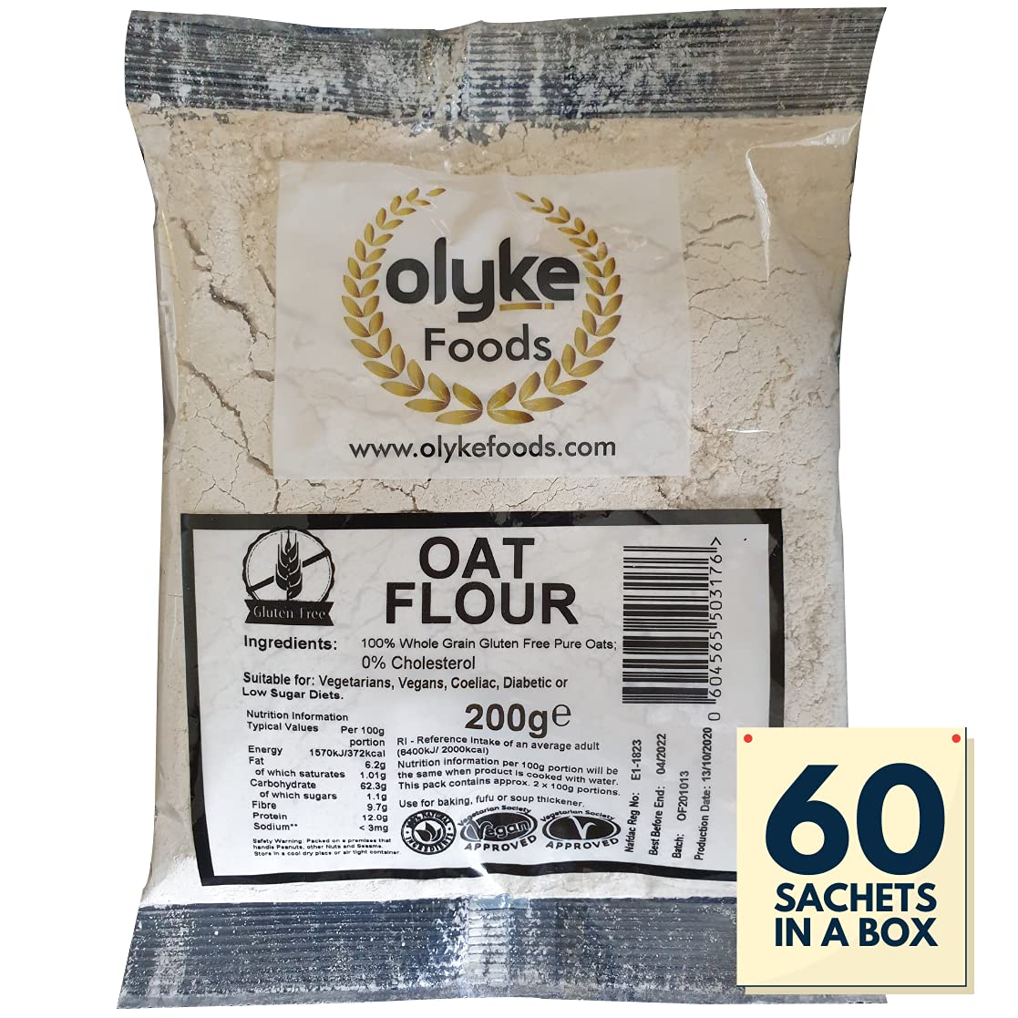 Buy Olyke GlutenFree Oat Flour 12kg (200g x 60)|100% Wholegrain Pure ...
