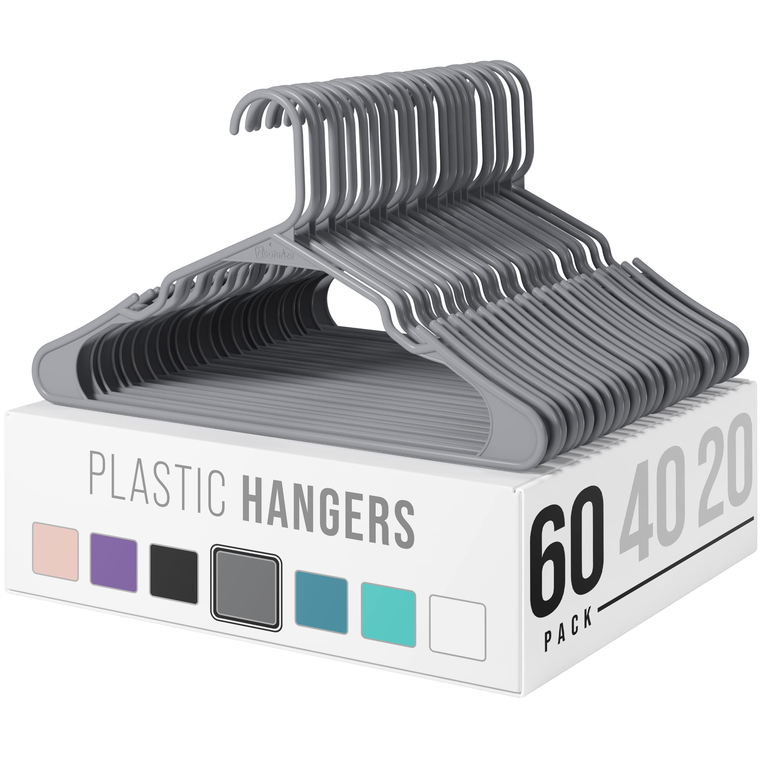 Plastic Clothes Hangers (20, 40, 60 Packs) | Durable Coat and Clothes ...