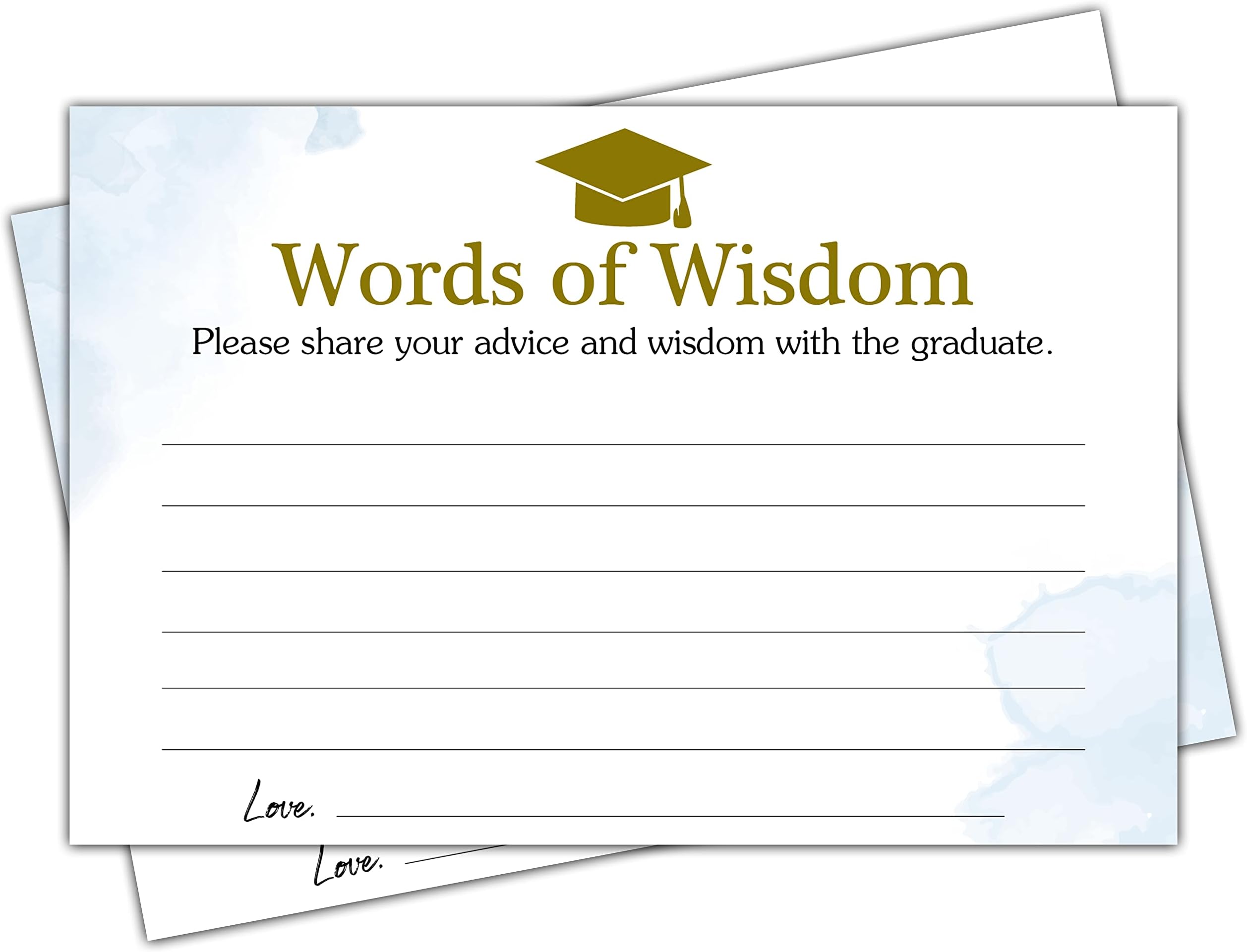 Amazon.com: 25 Graduation Advice Cards, Grad Words of Wishes Card, Blue ...