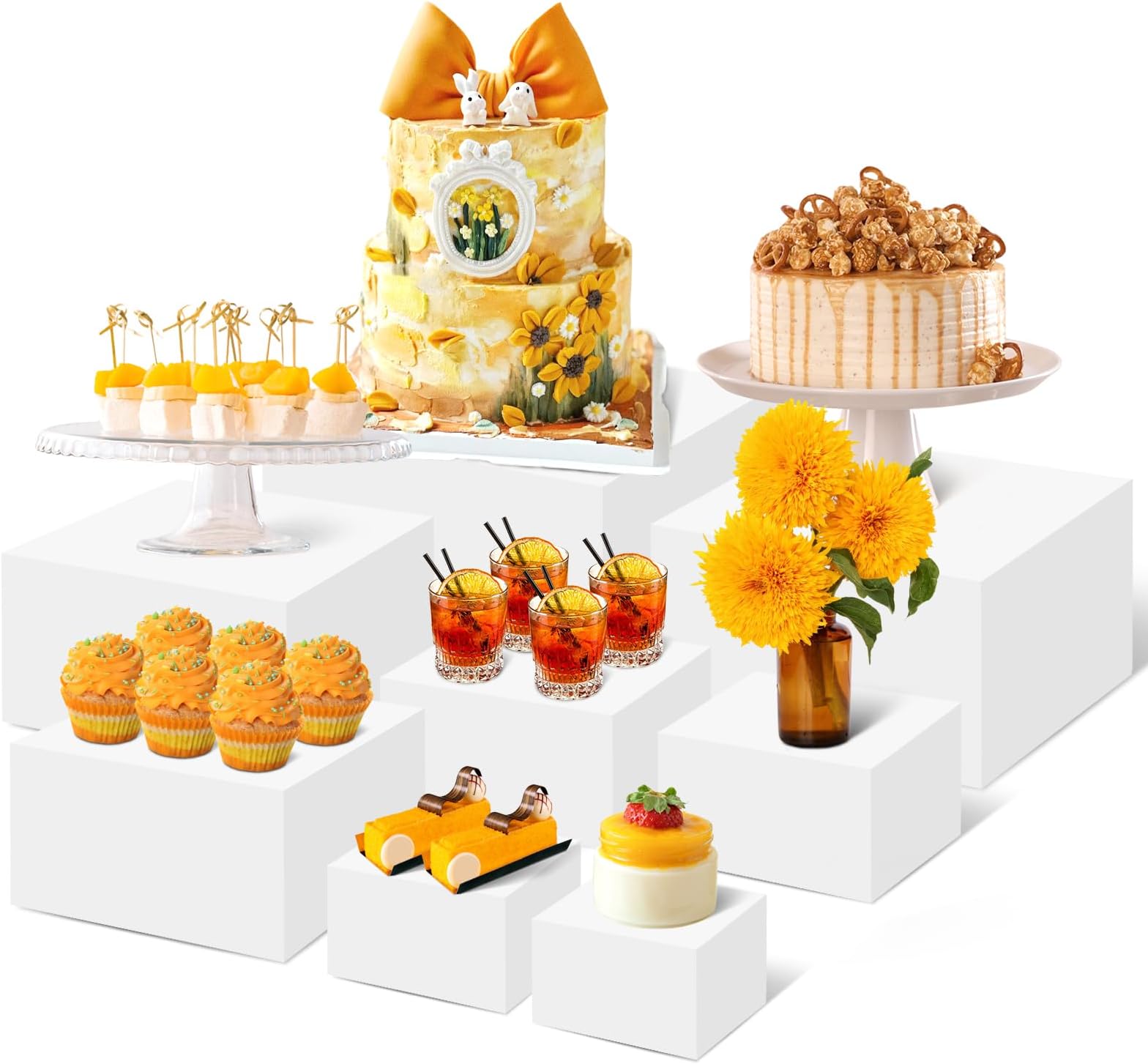 Amazon.com: Buffet Risers, 8 Pcs Large White Acrylic Food Risers ...