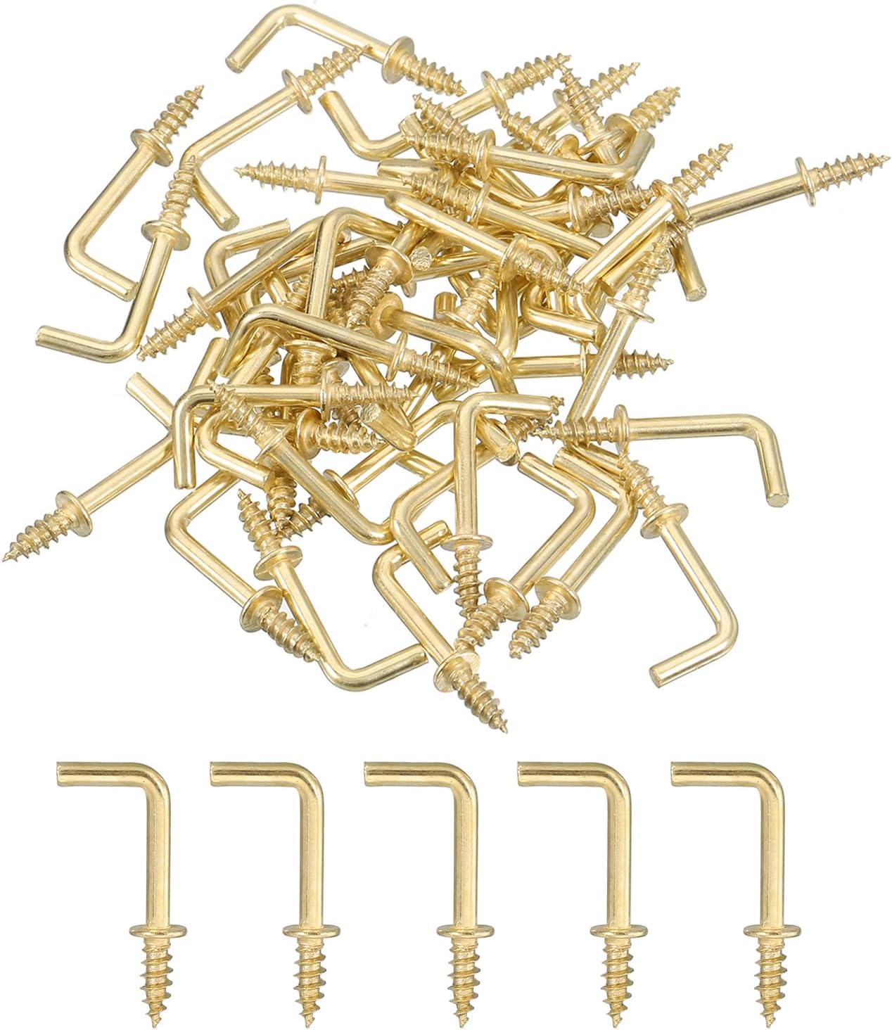 sourcing map Right Angle Hooks, 50Pcs 1/2" L Shaped Screw Hooks Screw ...