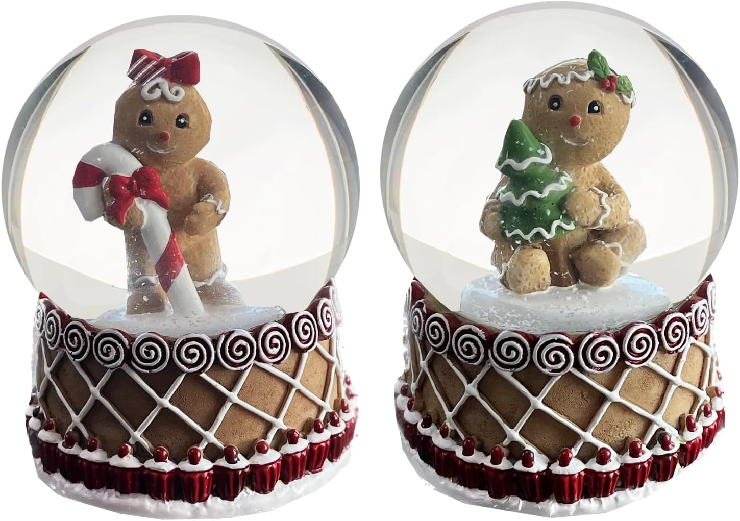 Amazon.com: Romway S/2 Christmas Snow Globe, Gingerbread Man Snowglobes ...