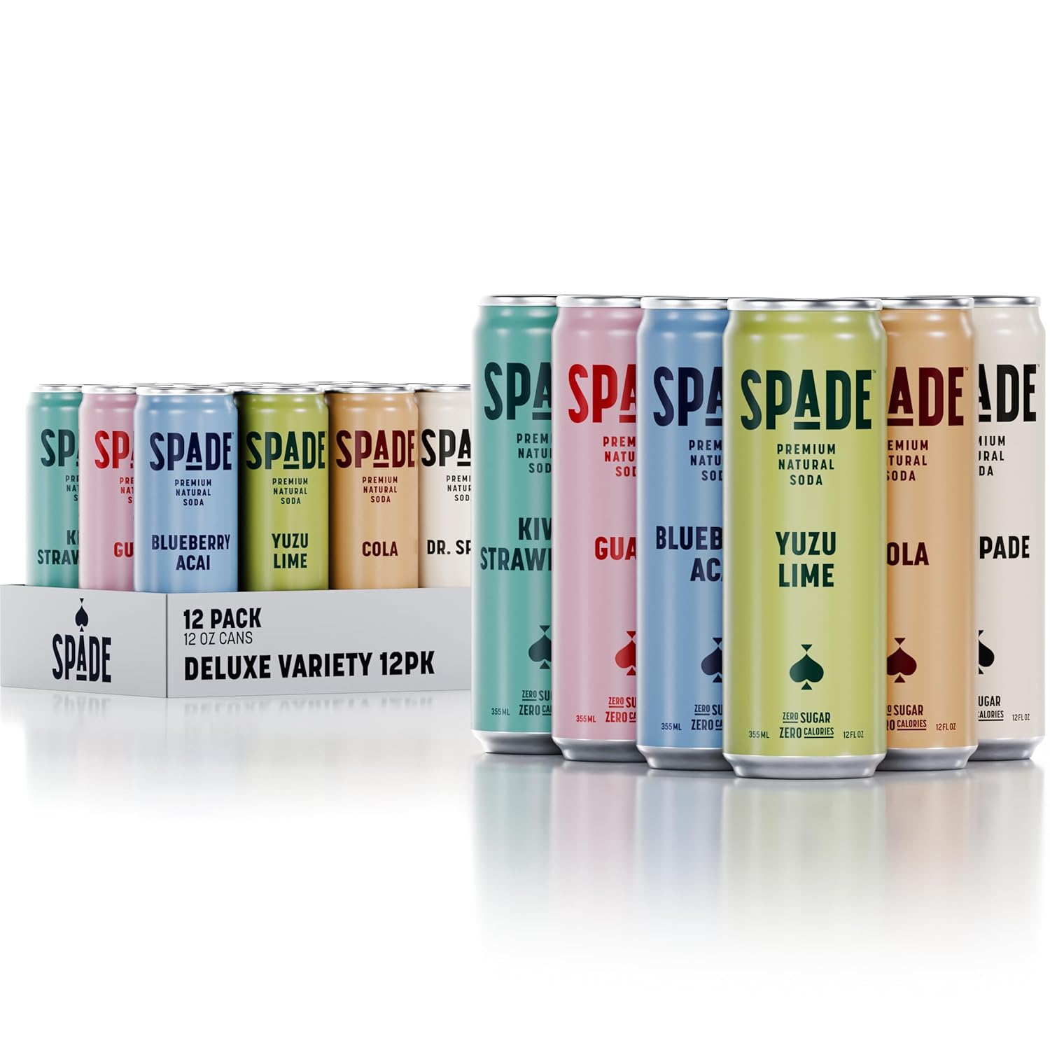 Amazon.com : Spade Soda Deluxe Variety 12 Pack, Premium All-Natural, No ...