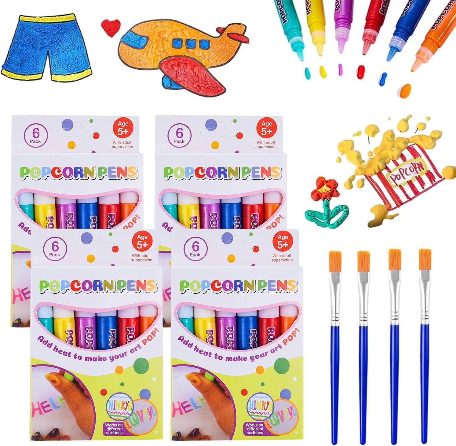 Amazon.com: Eurmali 24PCS Puffy Pens, Magic Puffy Pens for Kids ...