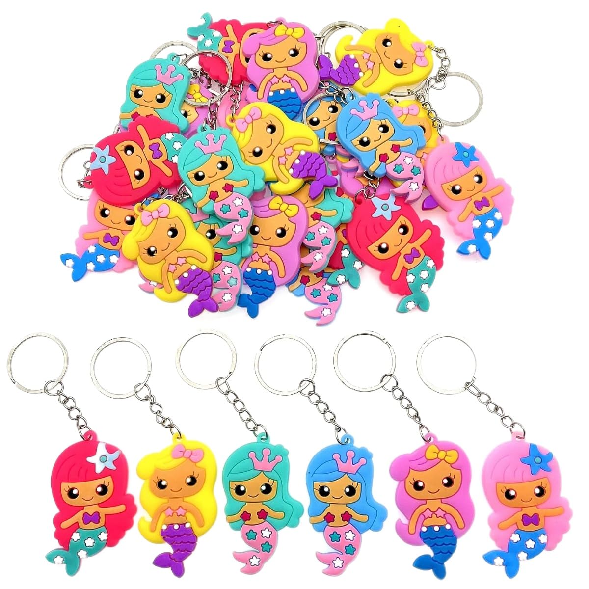 JZK 30x Mermaid keyring keychains for kids girls birthday party favours ...