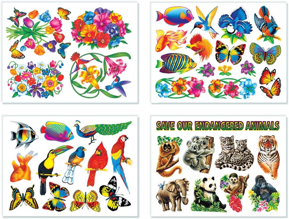 Amazon.com: 40 Nature Window Clings Butterflies Birds Flowers Fish ...